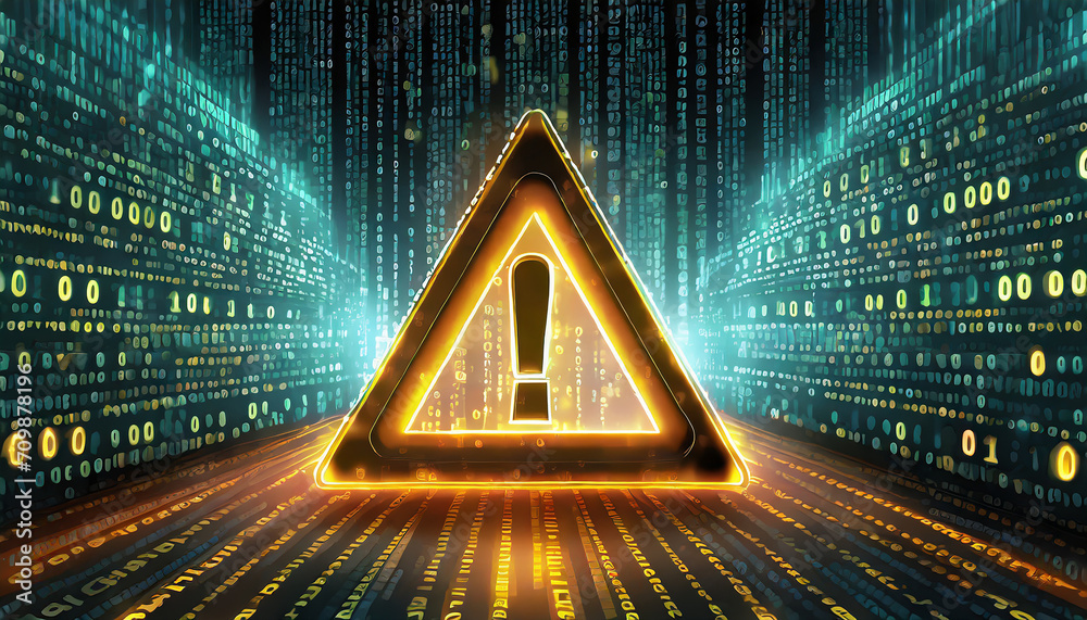 Attention Symbol Made With Binary Code Danger Sign Virus Alert Digital Binary Data And