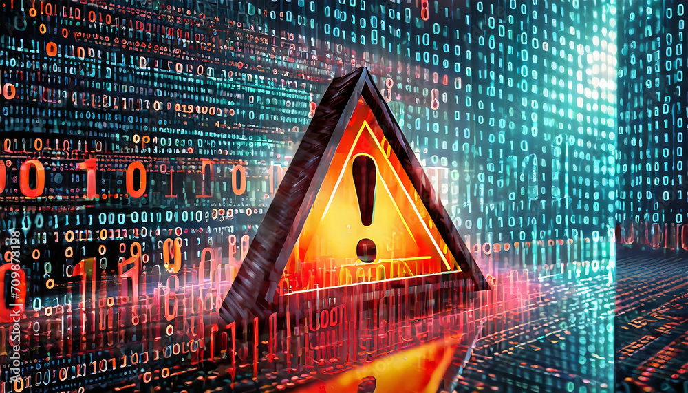 Attention Symbol Made With Binary Code Danger Sign Virus Alert