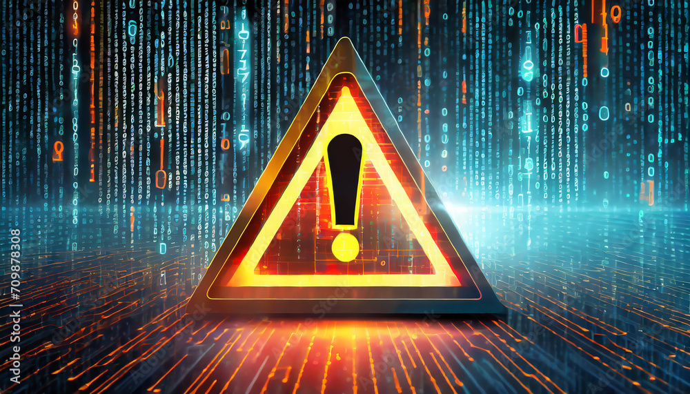 Attention Symbol Made With Binary Code Danger Sign Virus Alert Digital Binary Data And