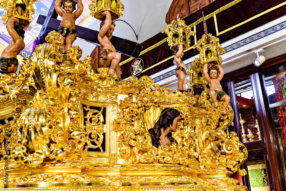 Malaga, Andalusia, Spain; April 4, 2023: Holy Week, passage of the Most ...
