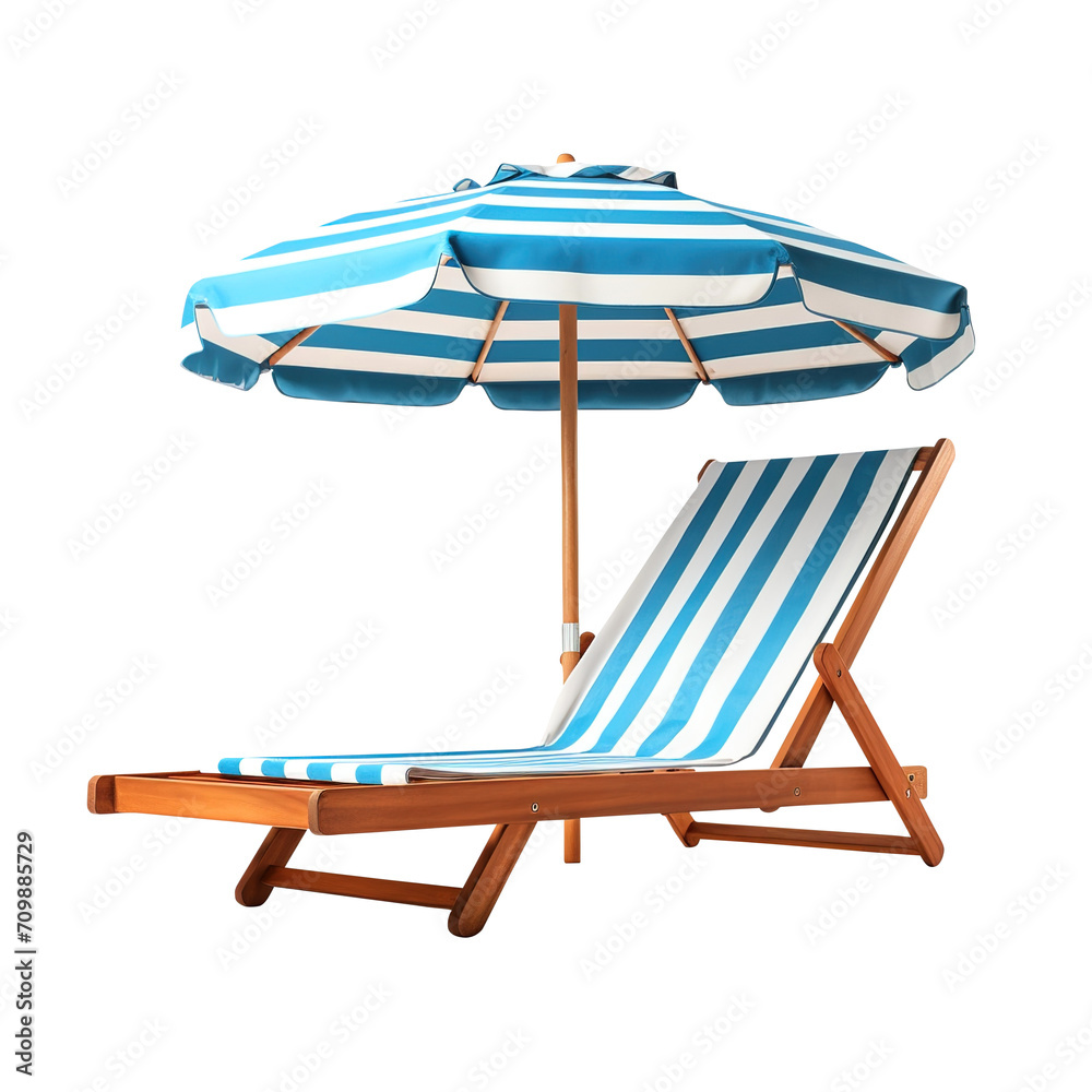 Beach chair and umbrella isolated on transparent background Remove png, Clipping Path, pen tool ...