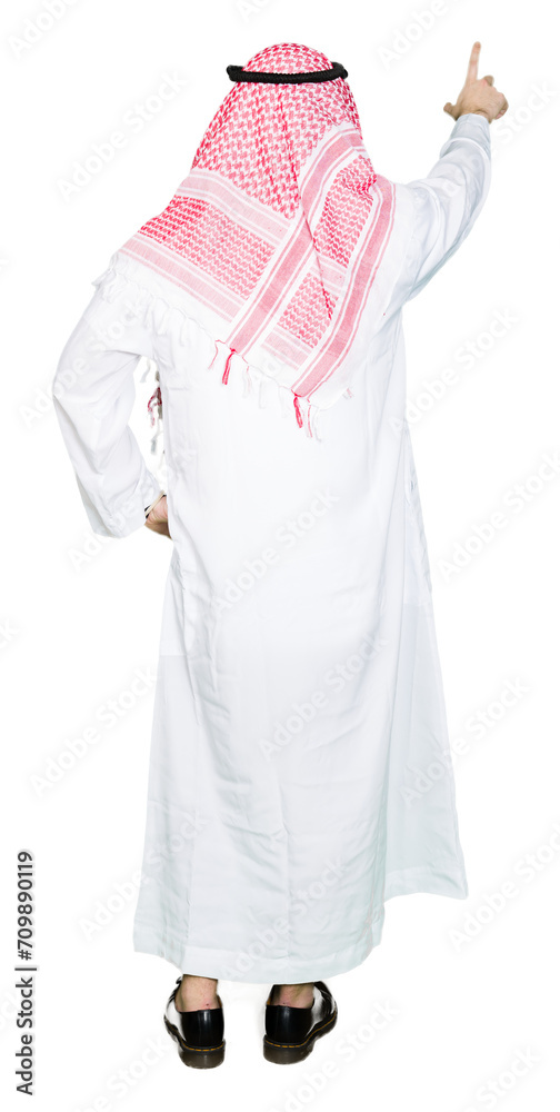 Arabian business man with long hair wearing traditional keffiyeh scarf ...