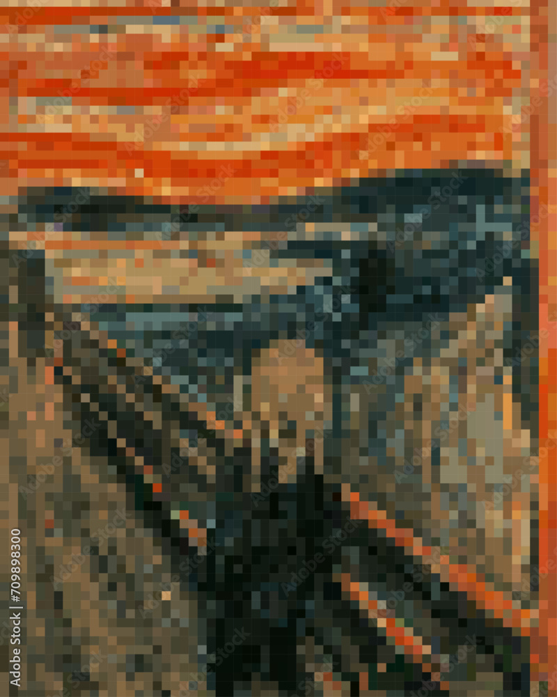 Poster Pixel art. The scream painting. Vector illustration – Väggbild ...