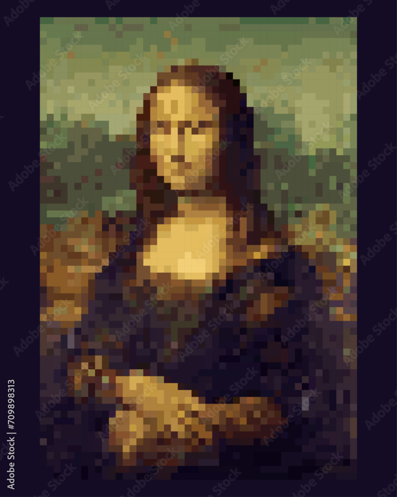 Pixel Art. The Illustration of Mona lisa Painting. Stock Vector | Adobe ...