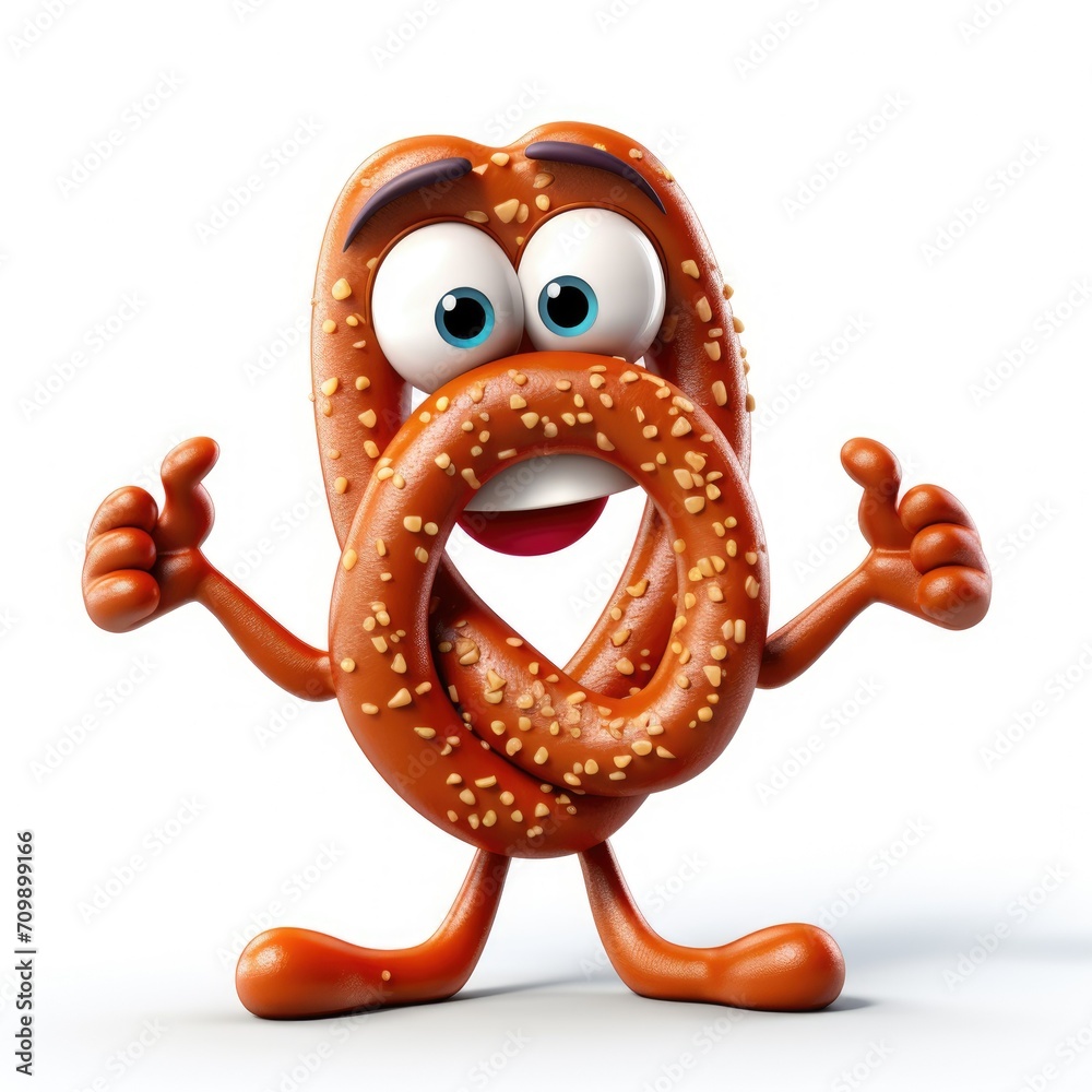 Cute pretzel character with eyes. German pastries. Bread. Kalach ...