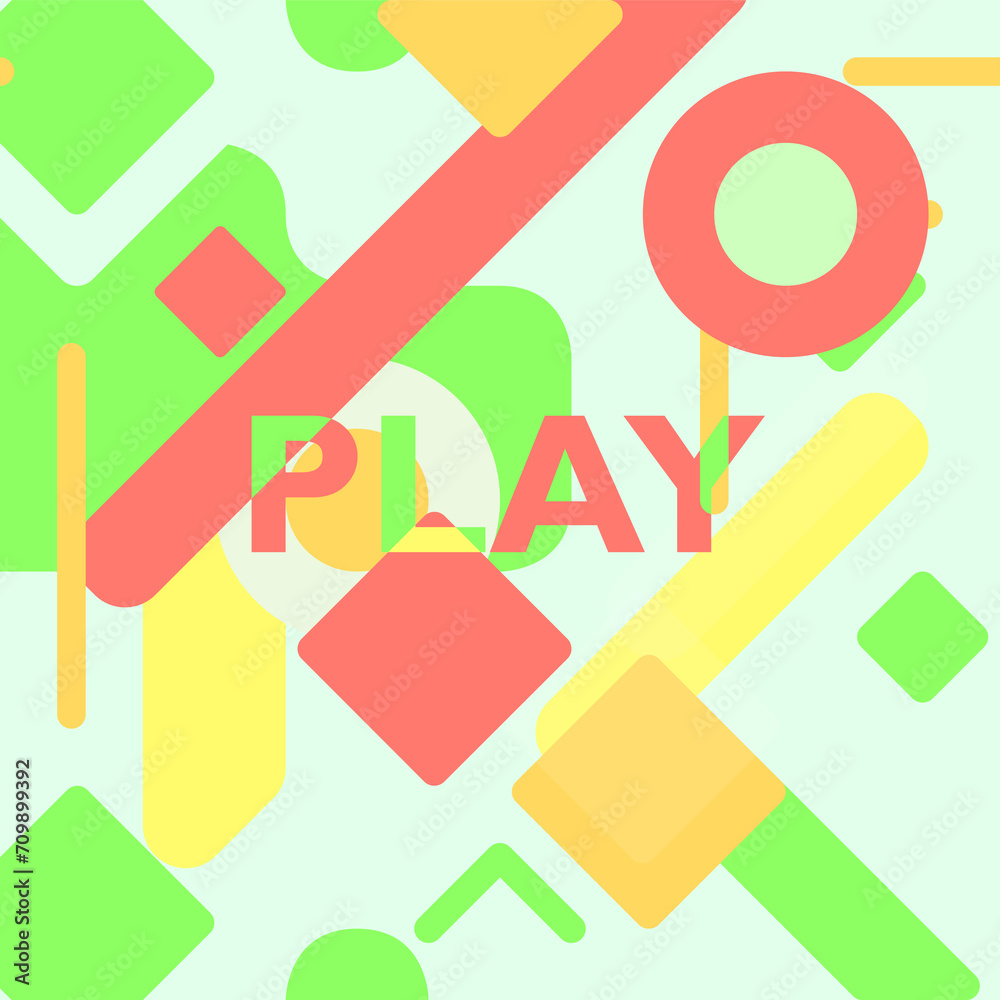 Abstract and colorful word designs in different styles: make, play ...