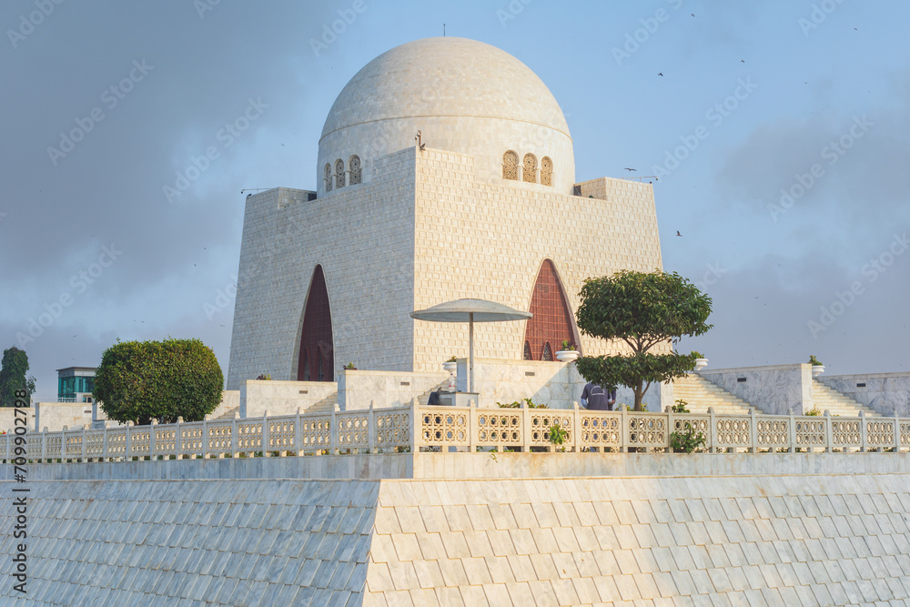 mausoleum of Quaid-e-Azam in bright sunny day, also known as mazar-e ...