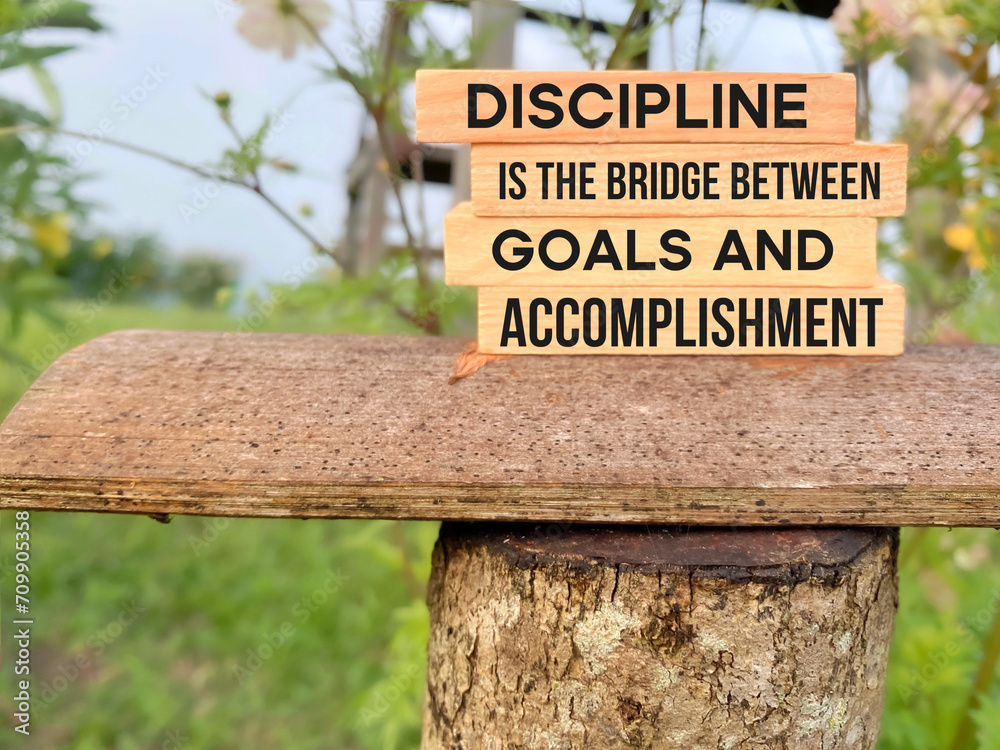 Inspirational Quote Concept - Discipline is the bridge between goals ...