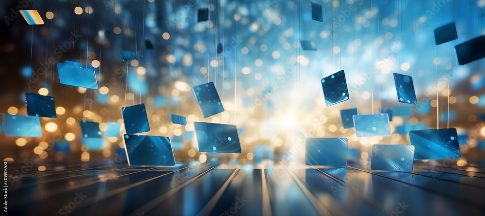 Blurred bokeh background with banking technology and digital payment ...