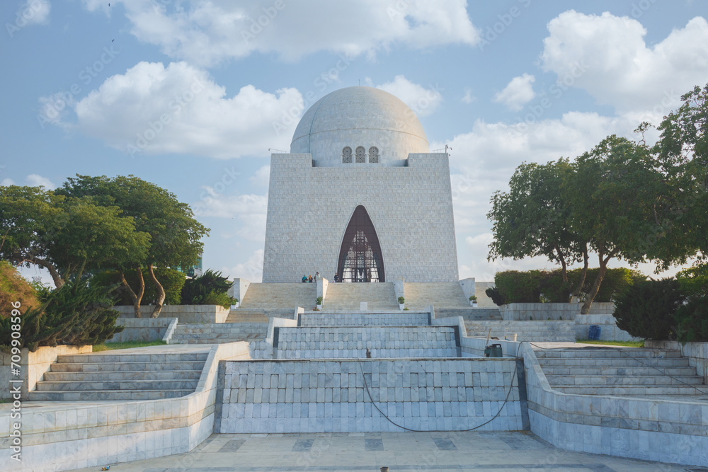 mausoleum of Quaid-e-Azam in bright sunny day, also known as mazar-e ...