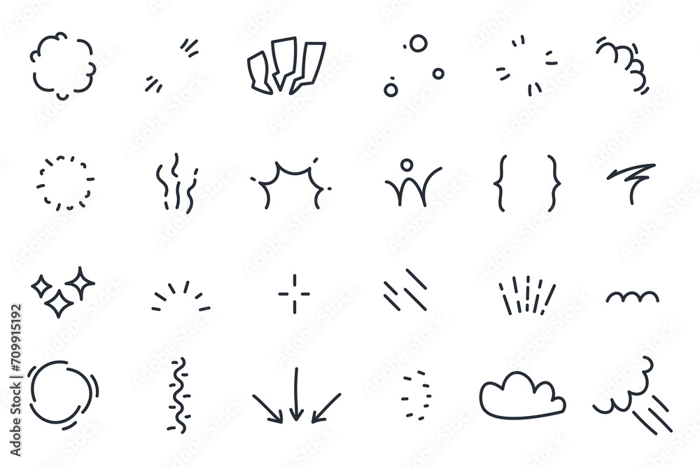 Manga character emotion signs. Doodle comic emotions reflection with ...