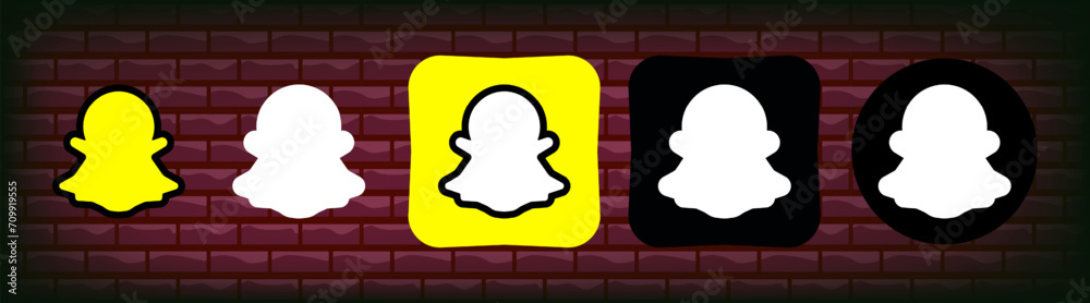 Collection of different Snapchat icons. Social media logo. Line art and ...