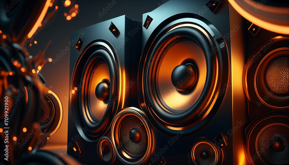 abstract music background with speakers , Hyper realistic, wallpaper ...