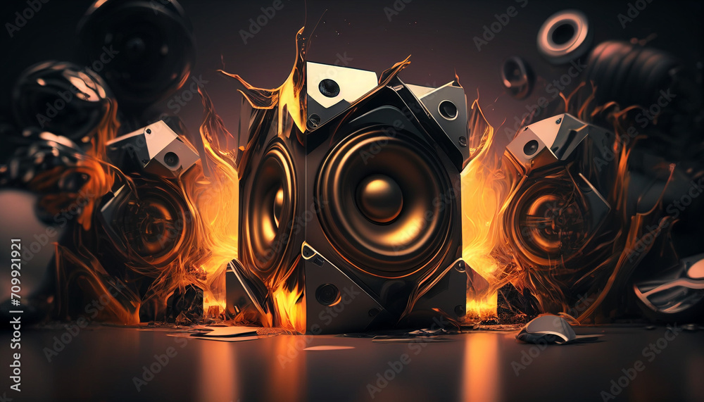 abstract music background with speakers , Hyper realistic, wallpaper ...