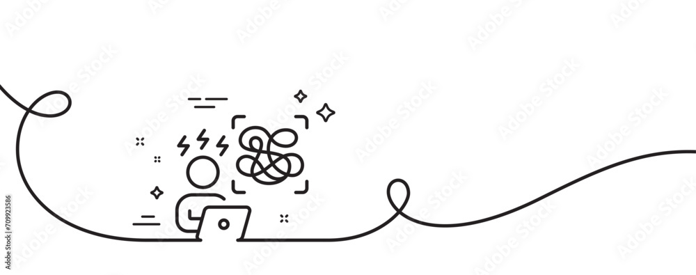 Difficult stress line icon. Continuous one line with curl. Online ...
