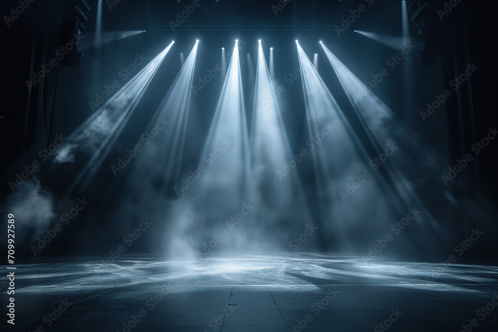 An Artistic Performances Stage with Spotlight Illuminating the Stage ...