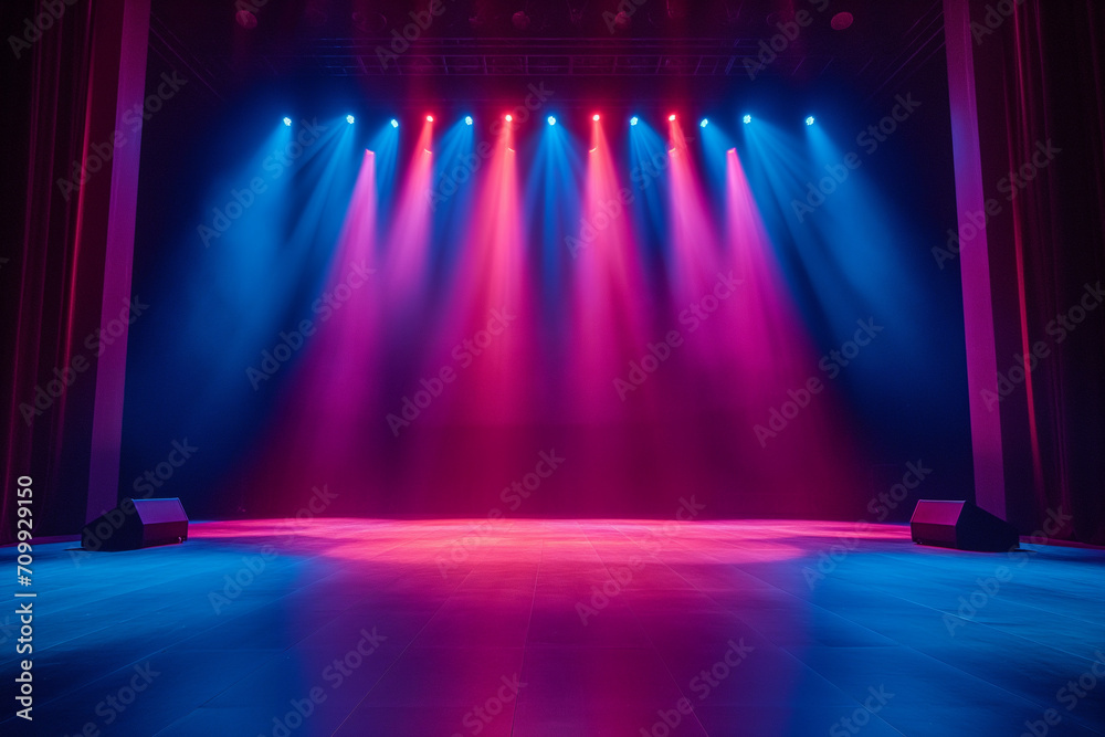 Theater Stage with Spotlight Illuminating the Stage for an Opera ...