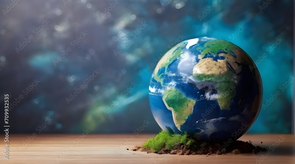 Earth at night in dark background with copy space. Earth Day April 22 ...