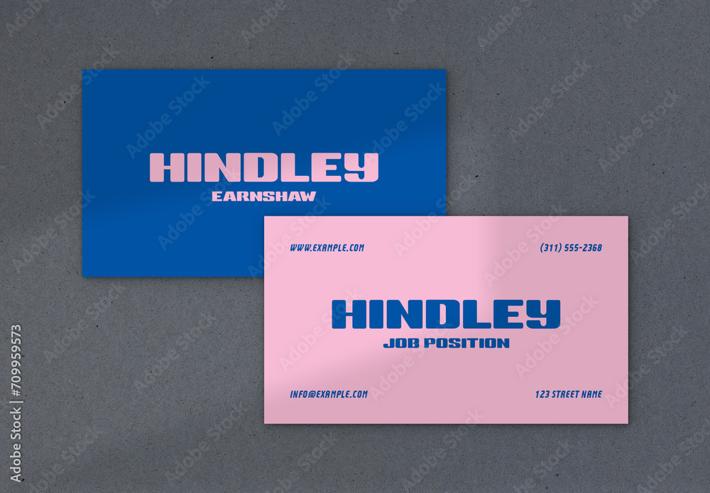 Simple Blue and Pink Business Card Layout Stock Template | Adobe Stock