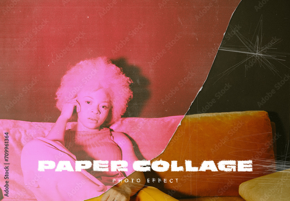 Ripped Collage with Scratches Photo Effect Mockup Stock Template ...