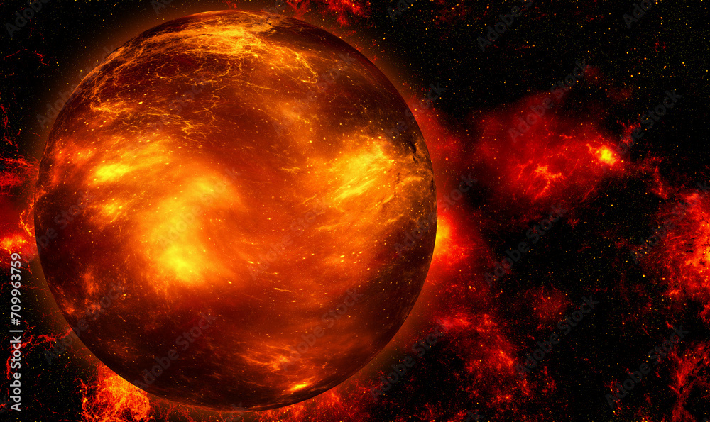 ภาพประกอบสต็อก Giant star burning with fiery intensity. Red, yellow and ...