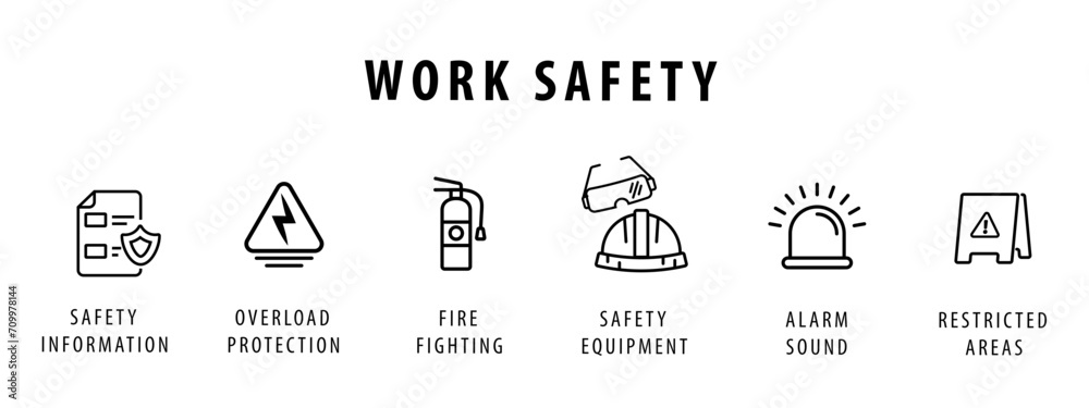 Work Safety icon issolated background. Information, Overload Protection ...