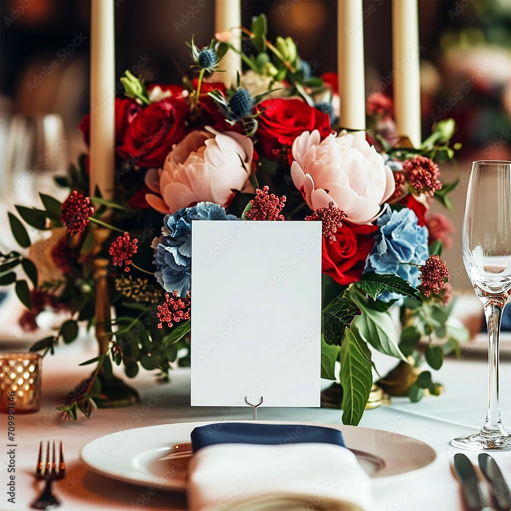 Mockup white blank space card, for greeting, table number, wedding ...