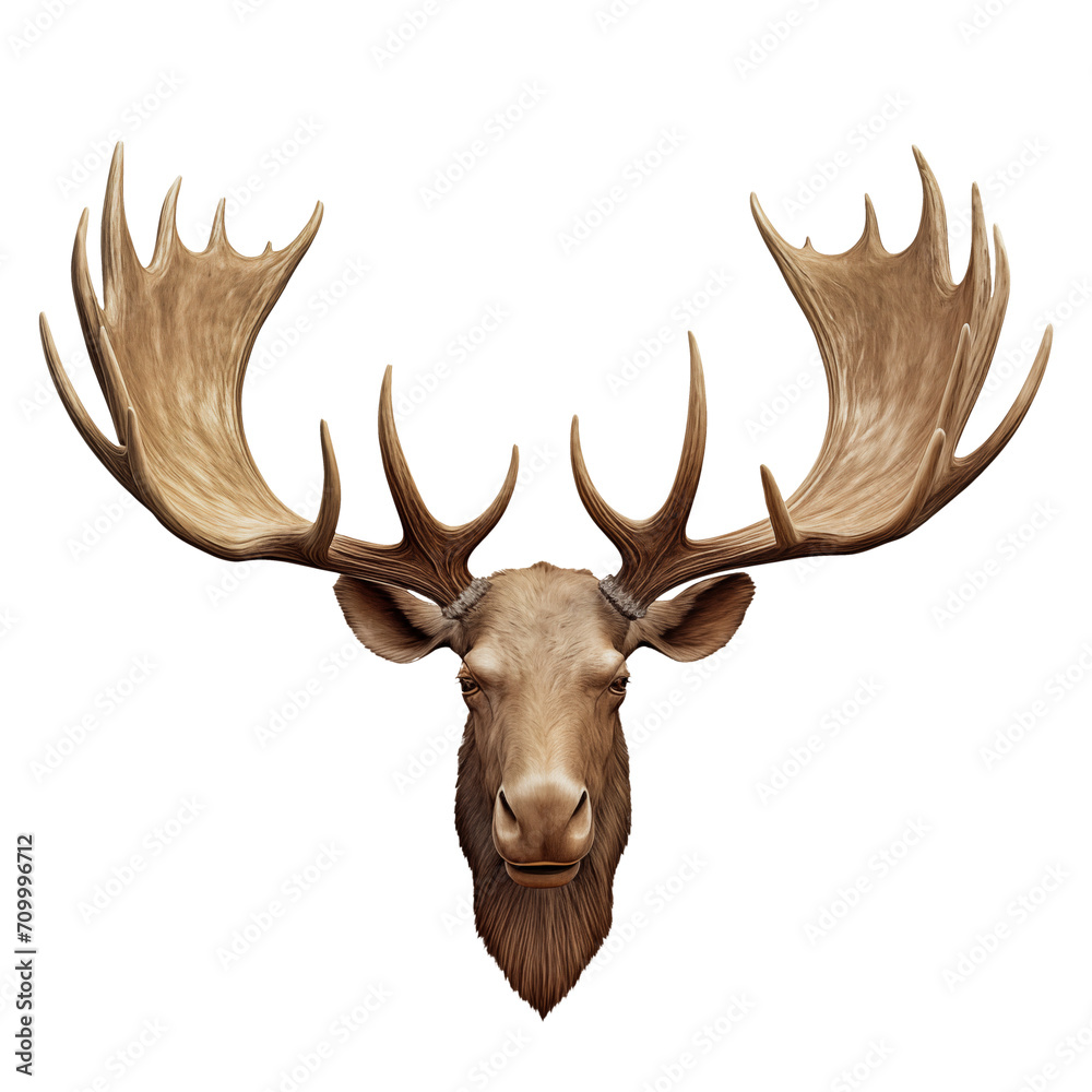 Moose head with antlers isolated on transparent background. Overlay of ...