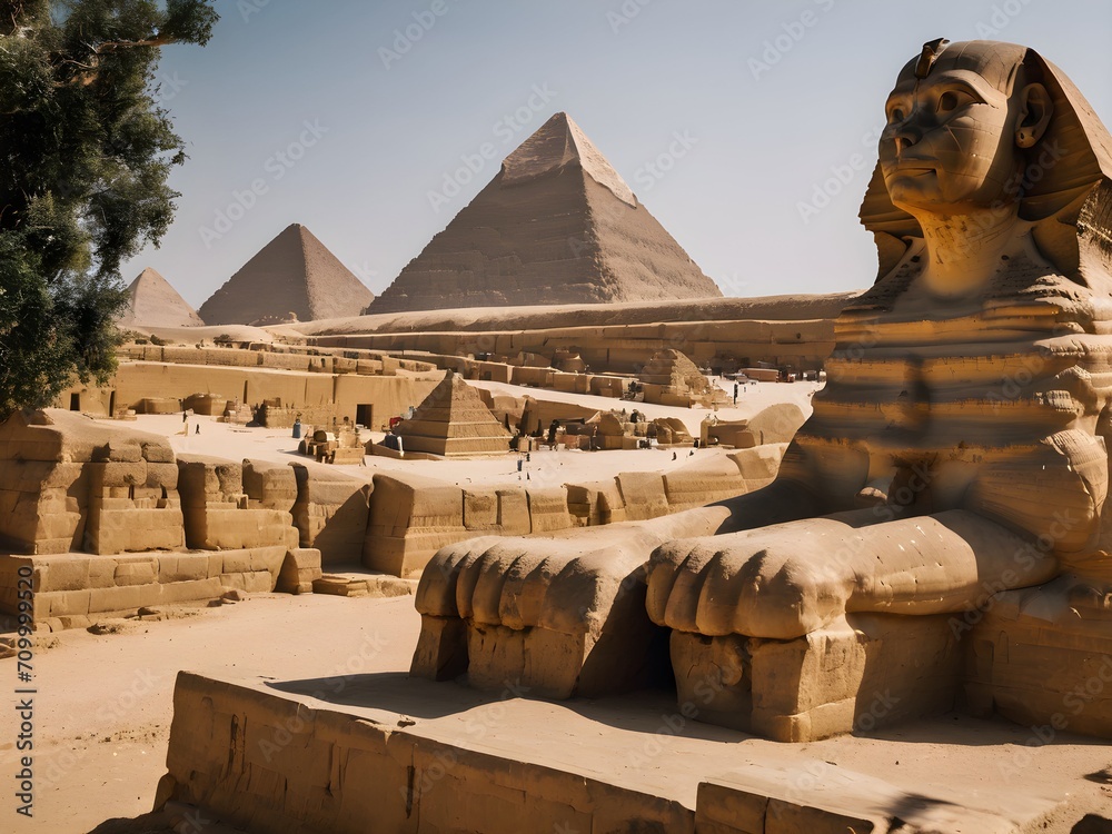The Great Sphinx of Giza guards the timeless pyramids under the ...