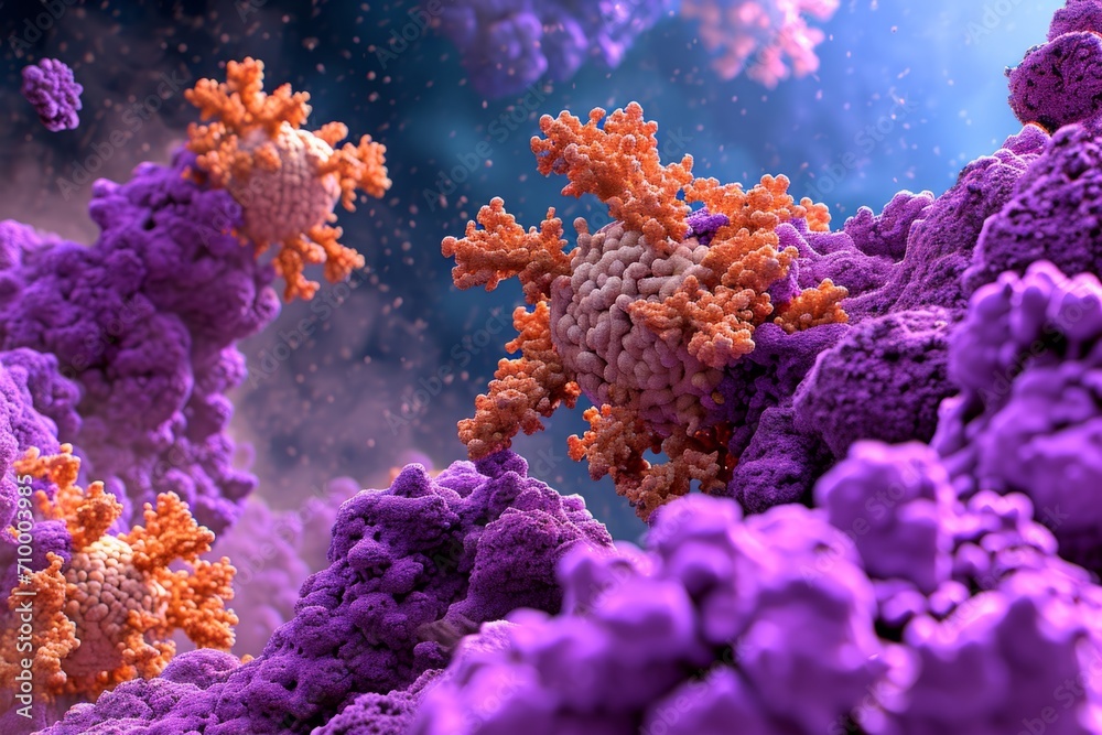 Zdjęcie Stock: Protein atomic scale micro particles dna dnr atoms ...