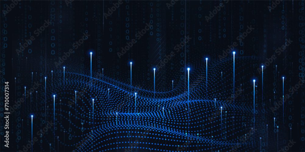 Digital technology futuristic internet network connection dark black ...