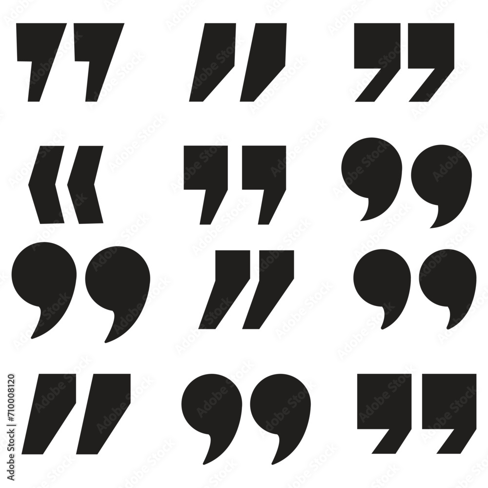 Quotation marks vector collection. Black quotes icon. Speech mark ...