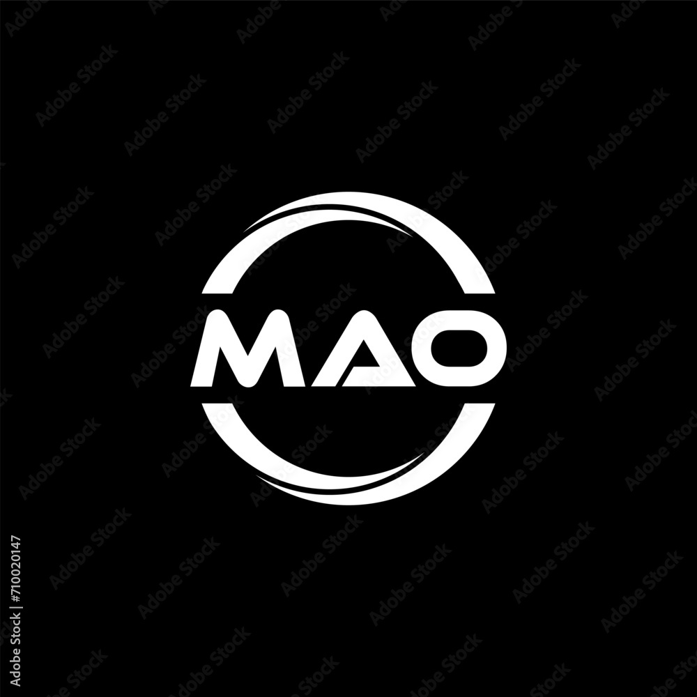 MAO letter logo design with black background in illustrator, cube logo ...
