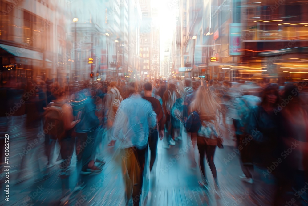 artistic crowd of people on the street using a low shutter speed ...