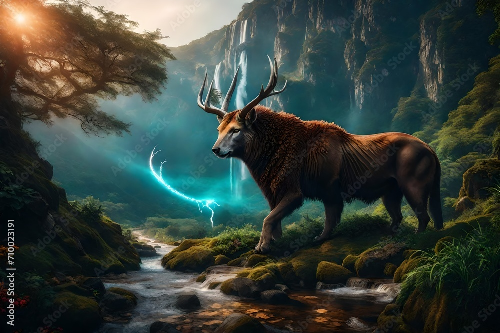 Mention any mythical creatures that may inhabit the landscape, Stock ...