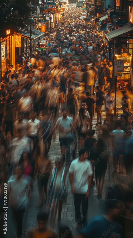 artistic crowd of people on the street using a low shutter speed ...