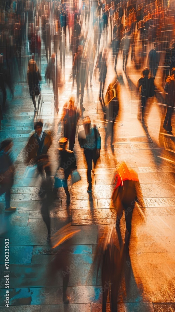 artistic crowd of people on the street using a low shutter speed ...