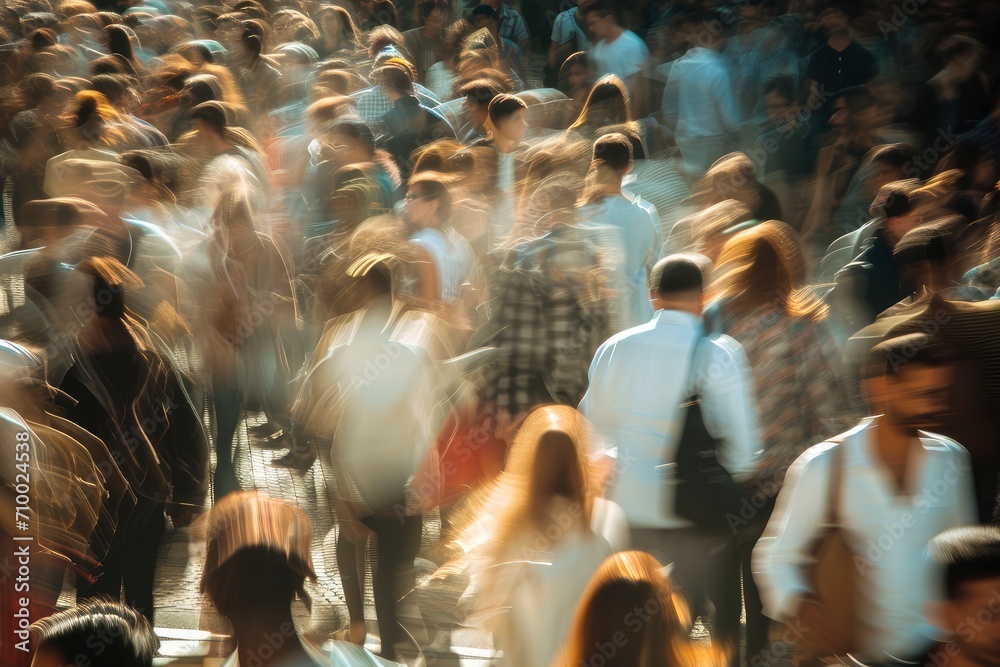 artistic crowd of people on the street using a low shutter speed ...