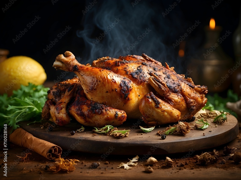 Delicious tobacco chicken, cinematic, food professional photography ...