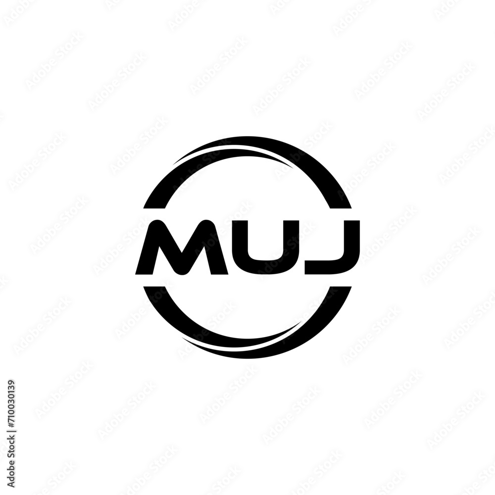 MUJ letter logo design with white background in illustrator, cube logo ...