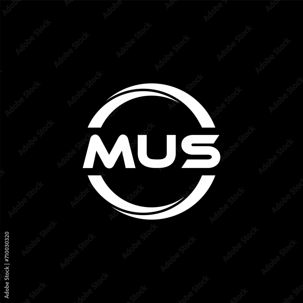 Vecteur Stock MUS letter logo design with black background in ...