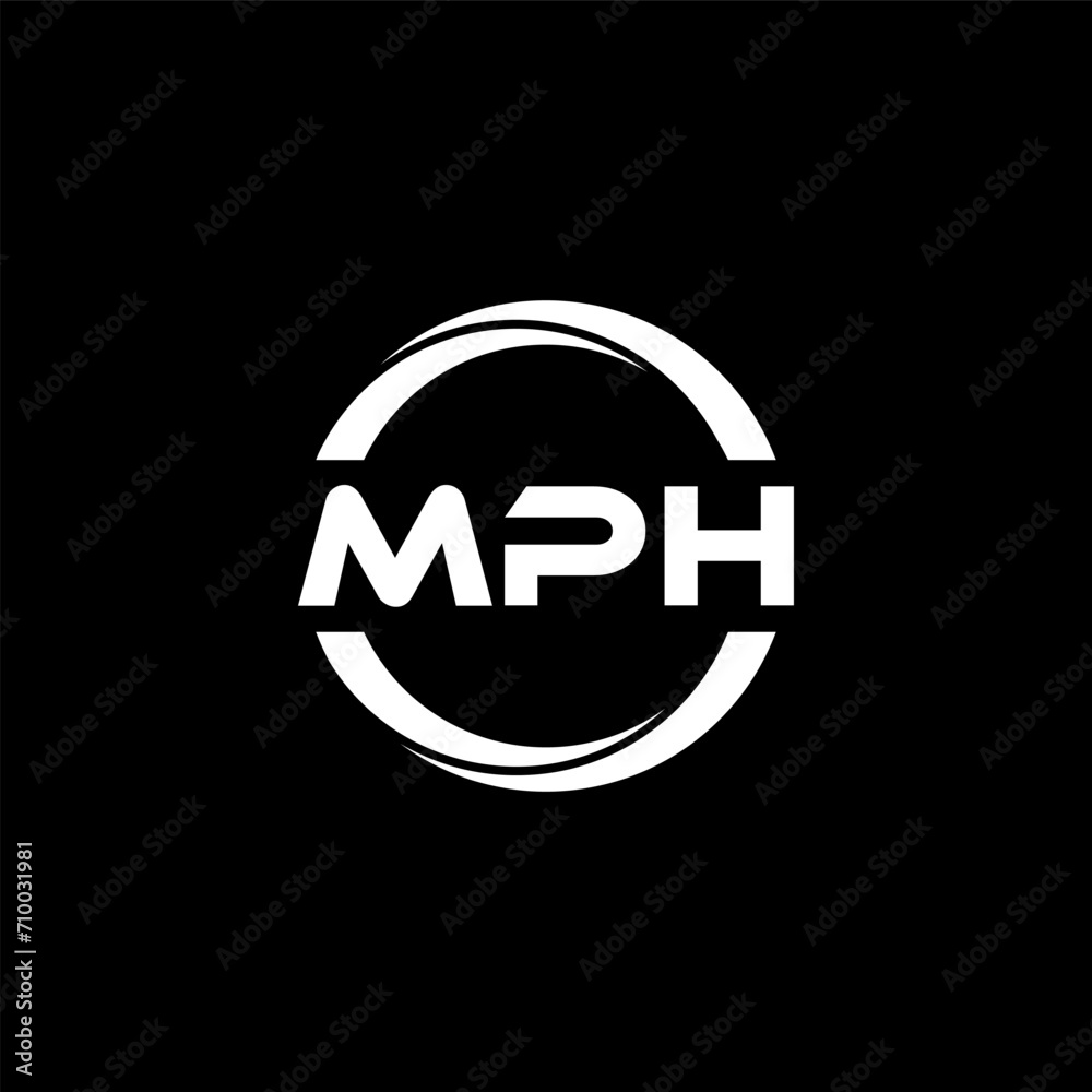 MPH letter logo design with black background in illustrator, cube logo ...