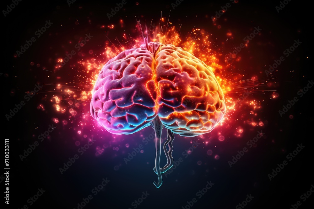 human brain light axon with fire, long-term memory, storage of ...