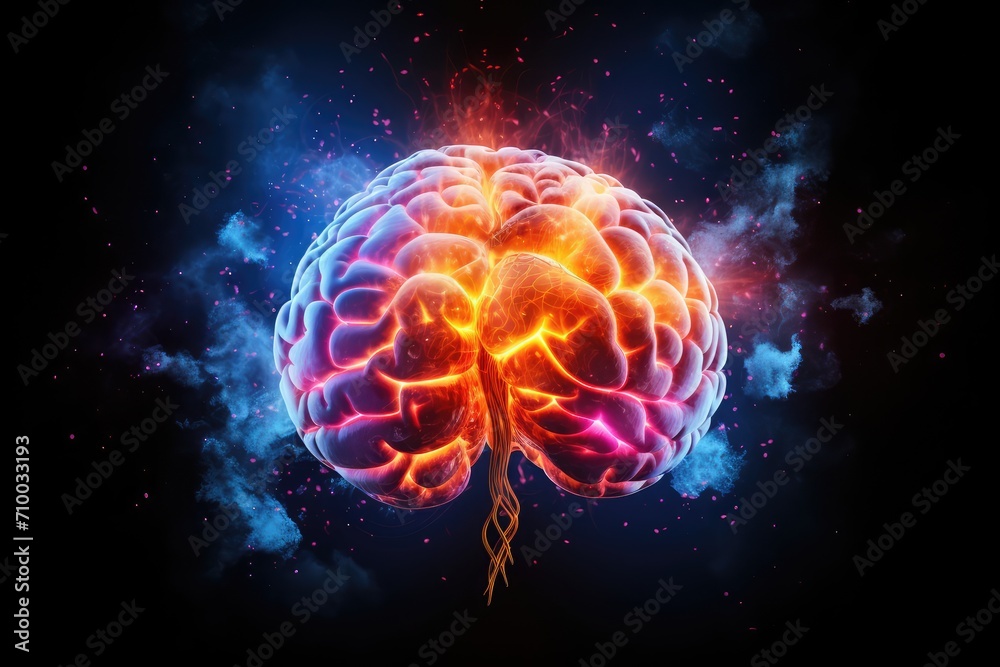 human brain light axon with fire, long-term memory, storage of ...