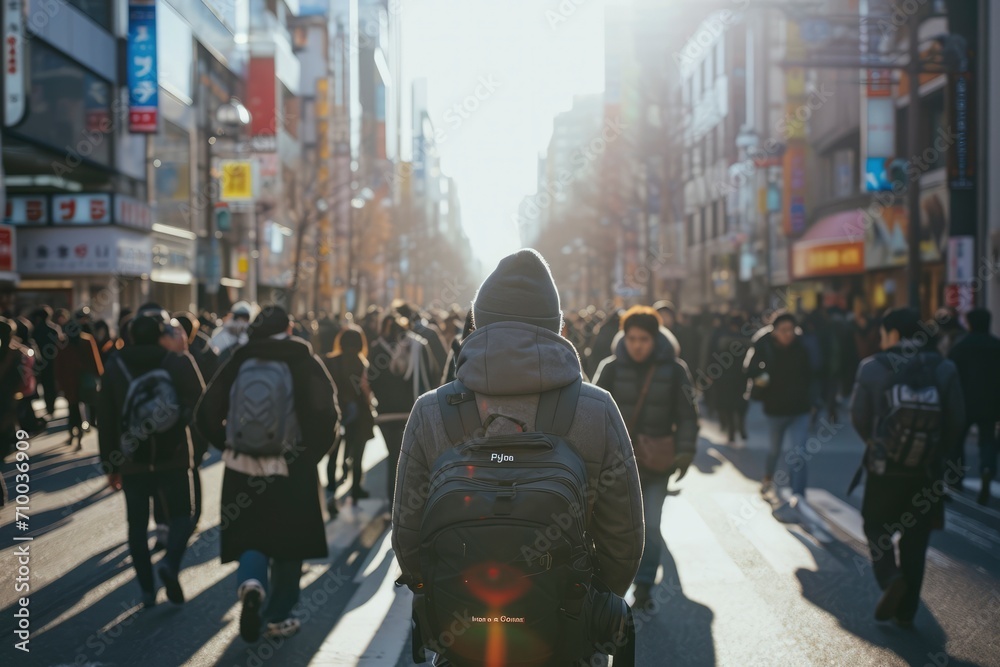 aesthetic a crowd on the street with the use of a low shutter speed and ...