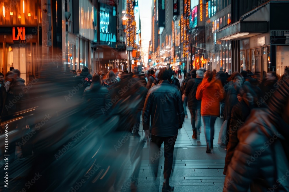 aesthetic a crowd on the street with the use of a low shutter speed and ...