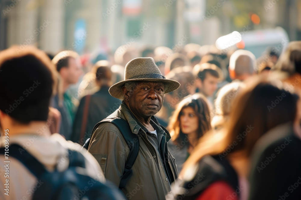 aesthetic a crowd on the street with the use of a low shutter speed and ...
