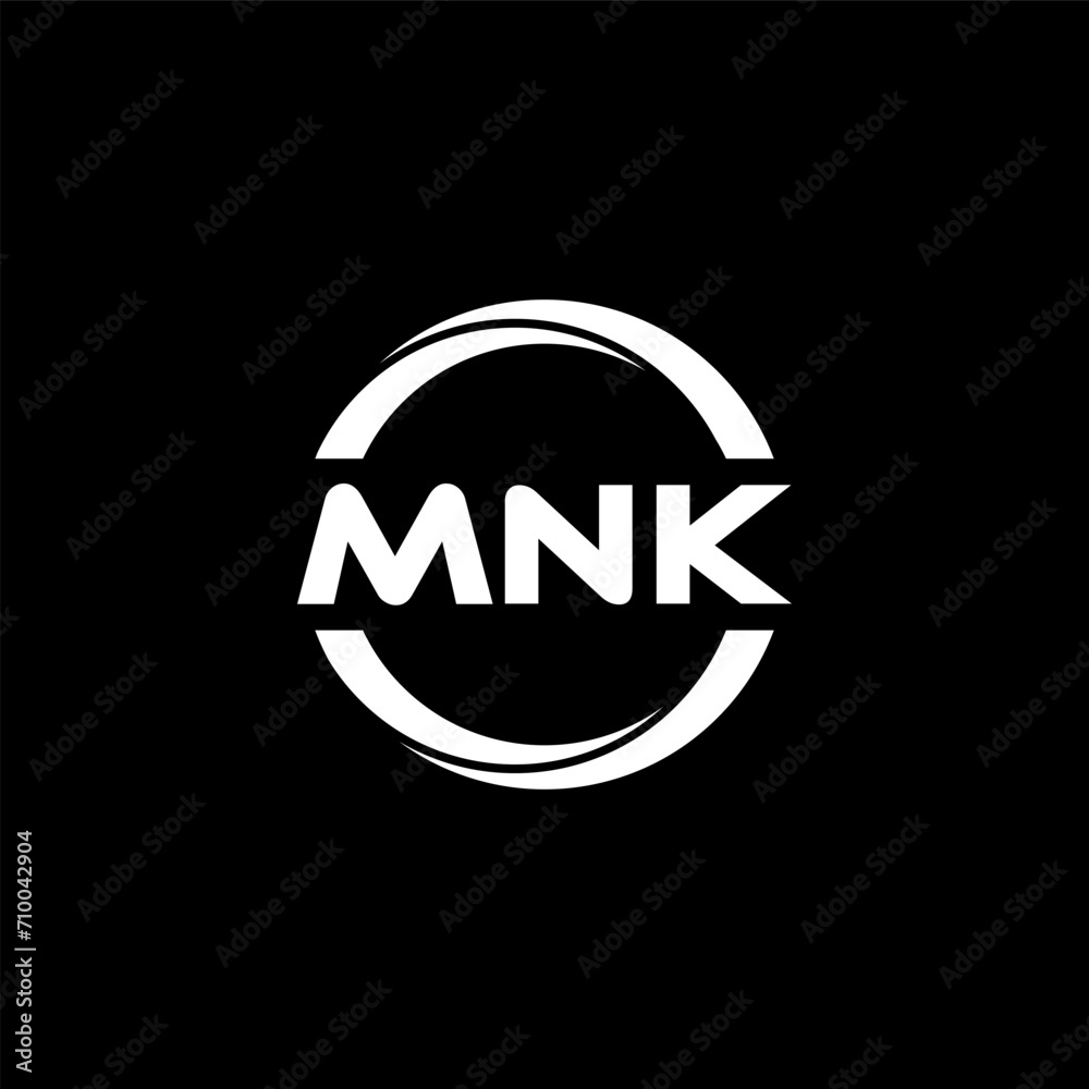 MNK letter logo design with black background in illustrator, cube logo ...