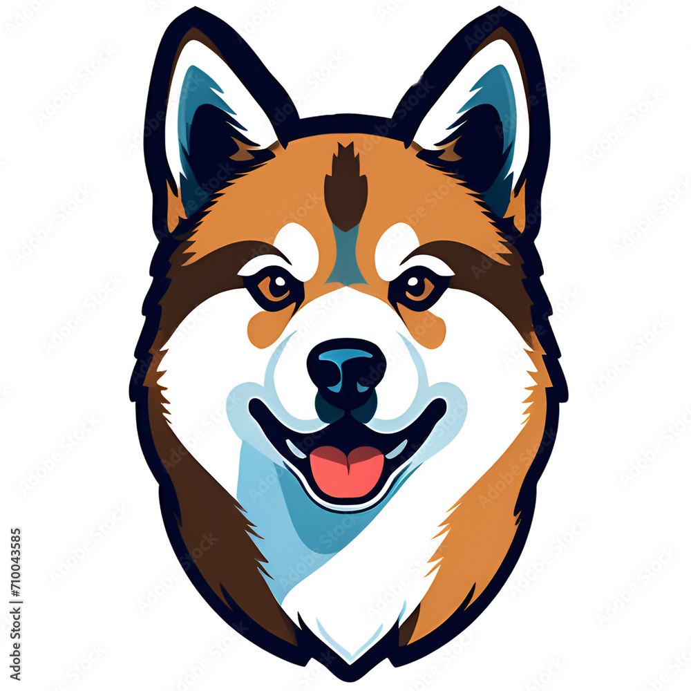 cartoon Akita dog puppy breed, vector illustration, logo icon tattoo ...