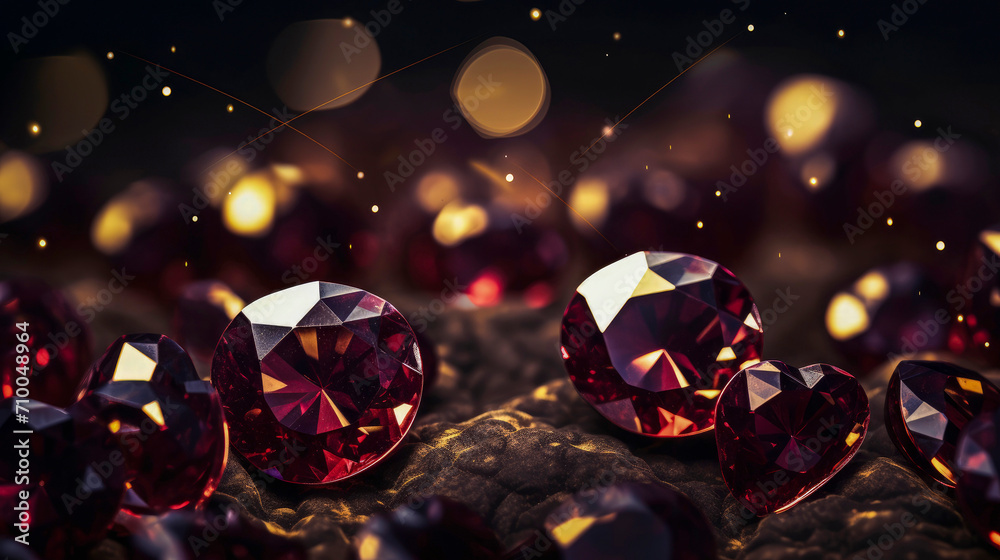 Maroon and golden diamonds in the shape of a heart of different sizes ...